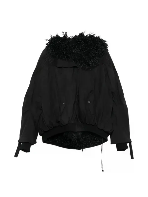 YEHUAFAN Shearling-trim Hooded Coat