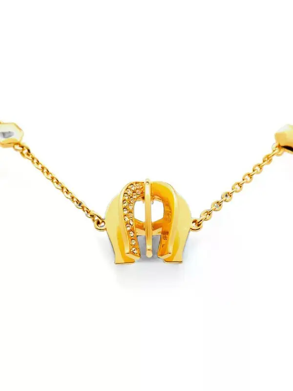 AIGNER Tone Crystal Embellished Logo Link Bracelet