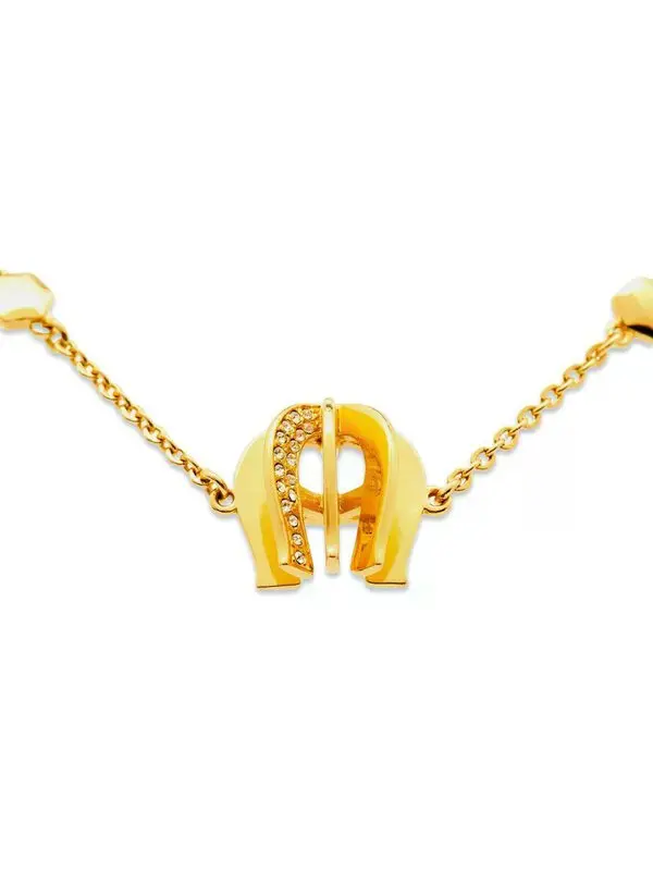 AIGNER Tone Crystal Embellished Logo Link Bracelet