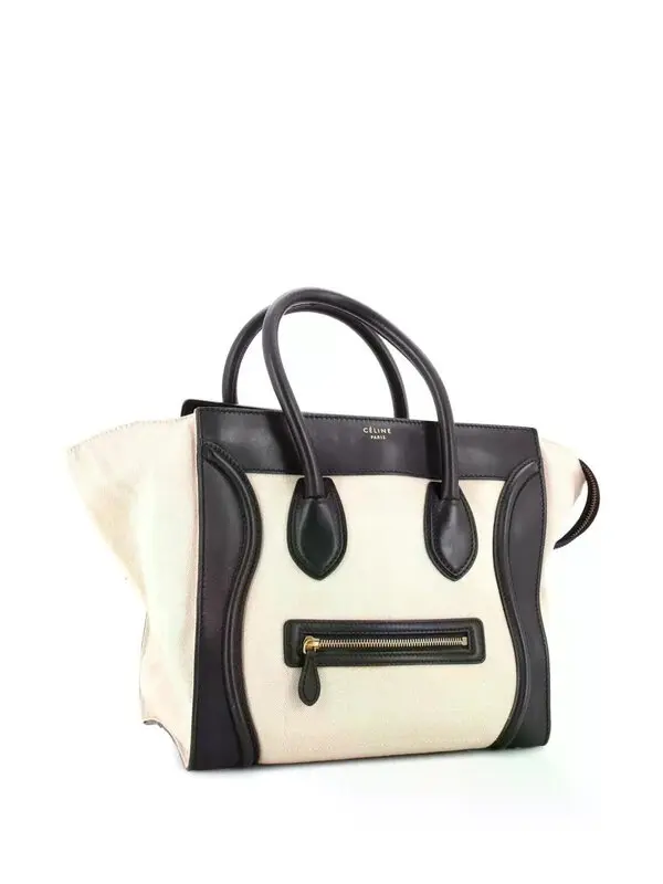 Celine Luggage Bag Canvas And Leather Mini Satchel - Neutrals