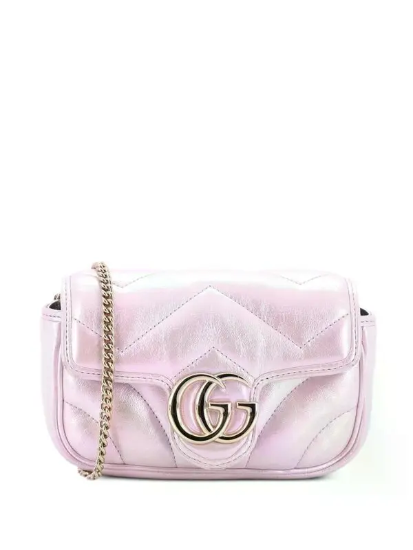 Gucci Gg Marmont Flap Bag Chevron Iridescent Leather Super Mini Crossbody Bag - Multicolour
