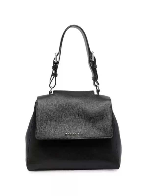 Orciani Grained Leather Tote Bag With Logo Plaque