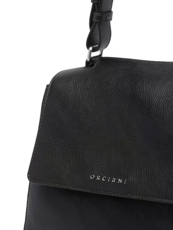 Orciani Grained Leather Tote Bag With Logo Plaque