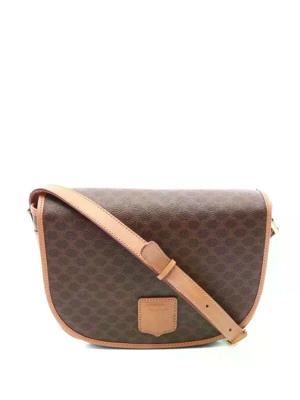 Celine 2014 Macadam Coated Canvas Crossbody Bag - Brown