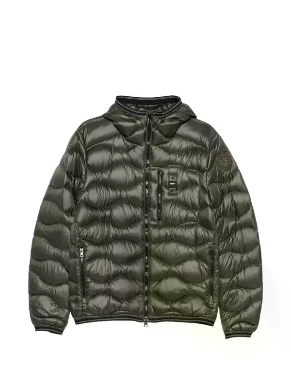 BLAUER. Wave Quilted Hooded Jacket - Green