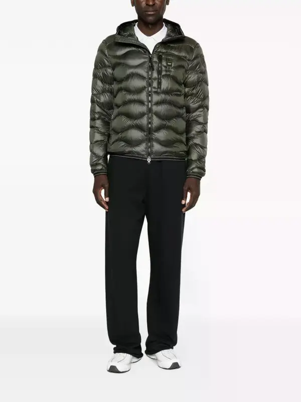 BLAUER. Wave Quilted Hooded Jacket - Green