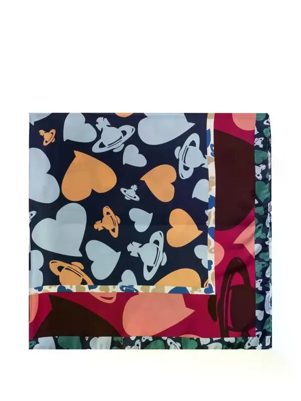 VIVIENNE WESTWOOD Orb-print Heart-print Scarf - Blue