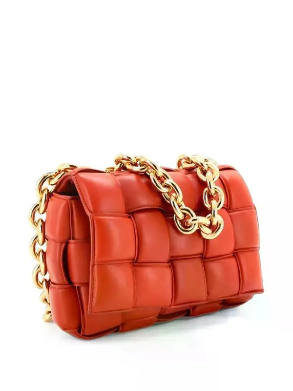 Bottega Veneta Cassette Chain Padded Maxi Intrecciato Leather Crossbody Bag - Orange