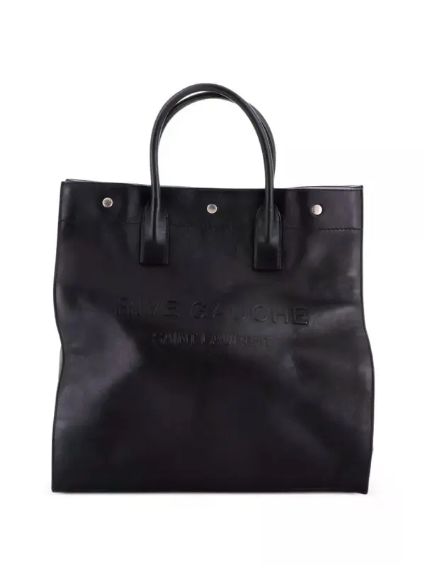 Saint Laurent Rive Gauche Shopper Leather Tall Tote Bag - Black