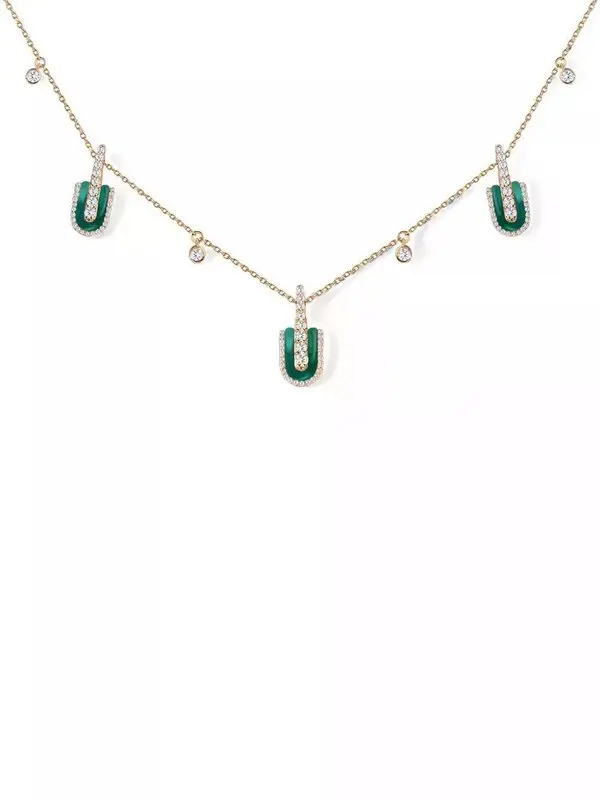 U LOS ANGELES 18k Yellow Malachite And Diamond Necklace