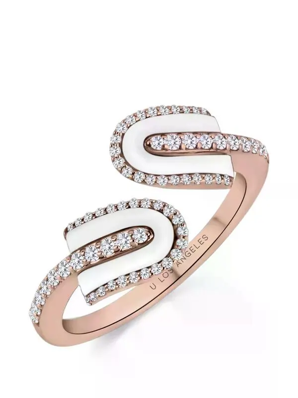 U LOS ANGELES Duo Twisted Diamond And Quartz Ring - Pink