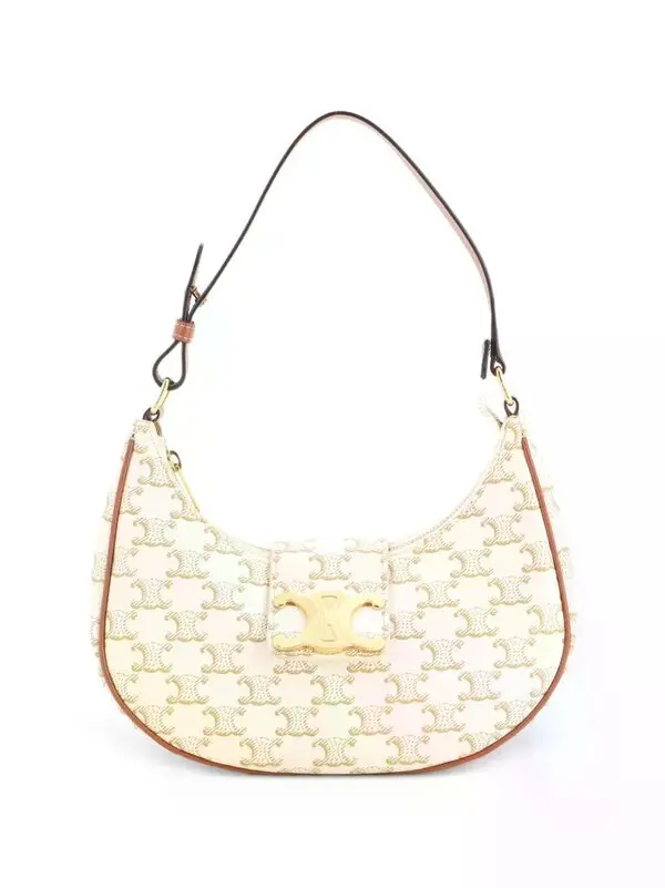 Celine Ava Triomphe Bag In Triomphe Coated Canvas - White