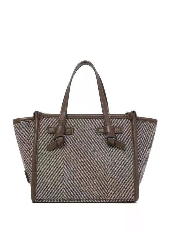 MARCELLA CLUB Small Herringbone-weave Tote Bag - Brown