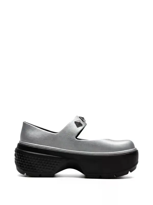 CROCS Studded Platform Loafers - Silver