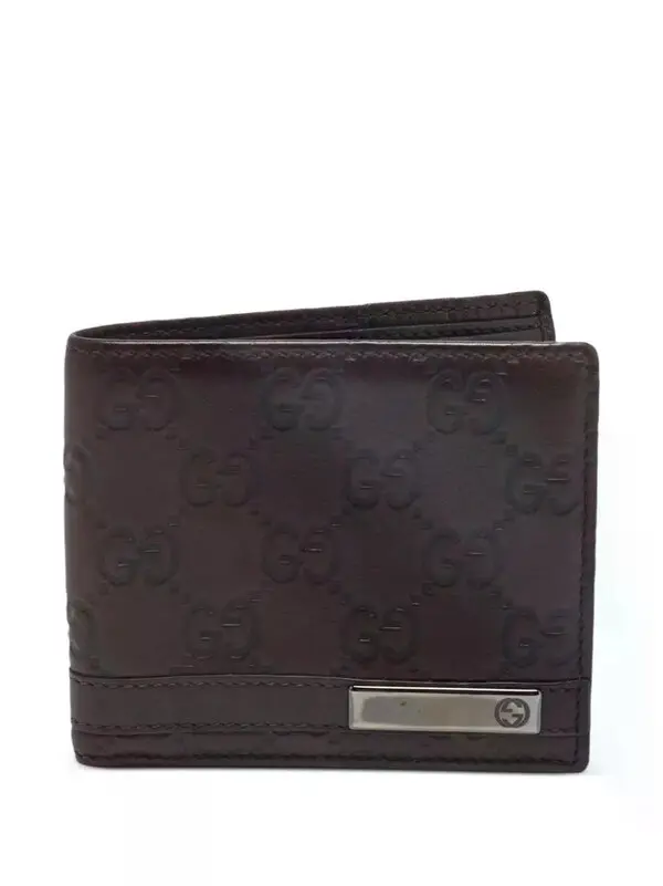 Gucci Guccissima Metal-bar Bifold Wallet - Brown