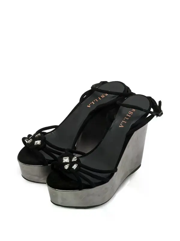 LE SILLA Crystal-embellished Wedge Sandals