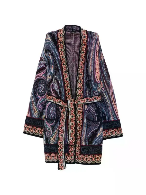 Etro Paisley-print Belted Cardigan