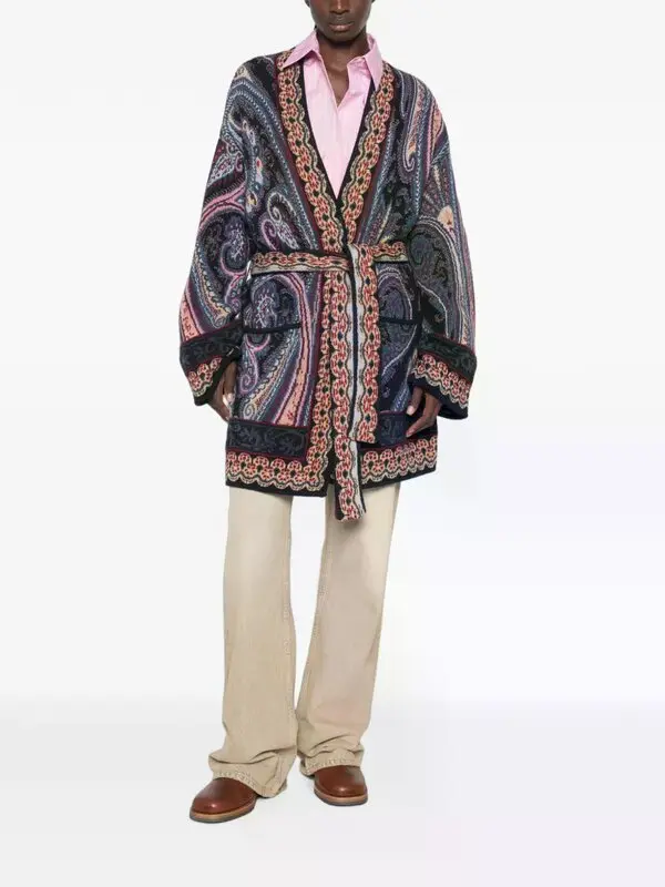 Etro Paisley-print Belted Cardigan