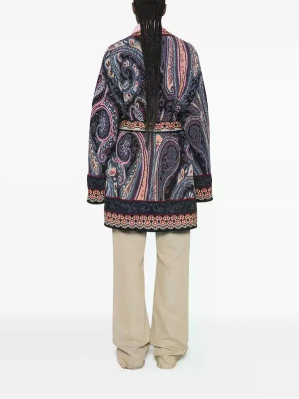 Etro Paisley-print Belted Cardigan