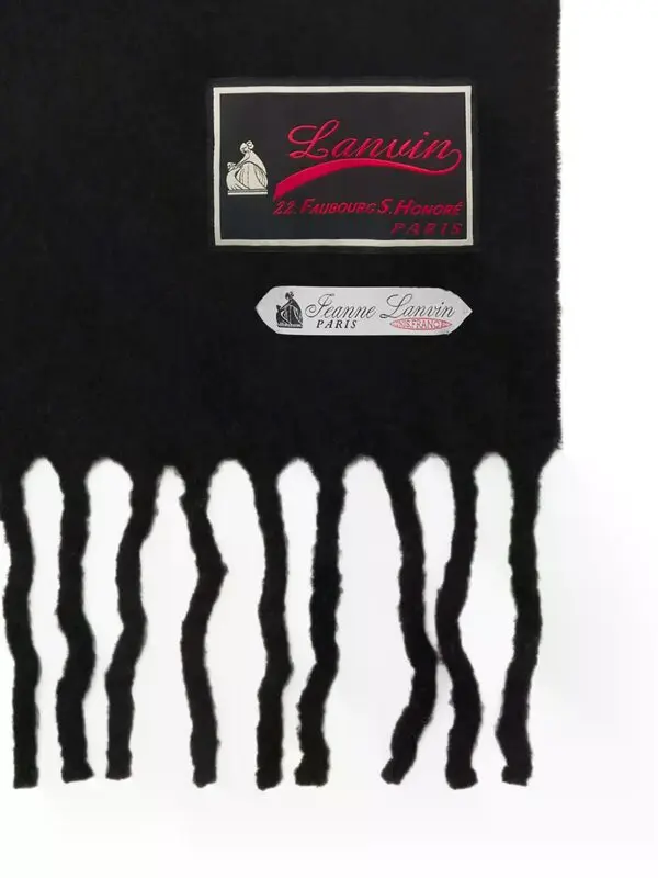 LANVIN Logo-patch Fringed Scarf