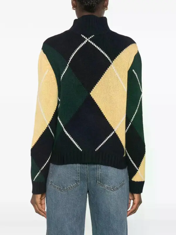 BEYOU Argyle Knit High-neck Sweater