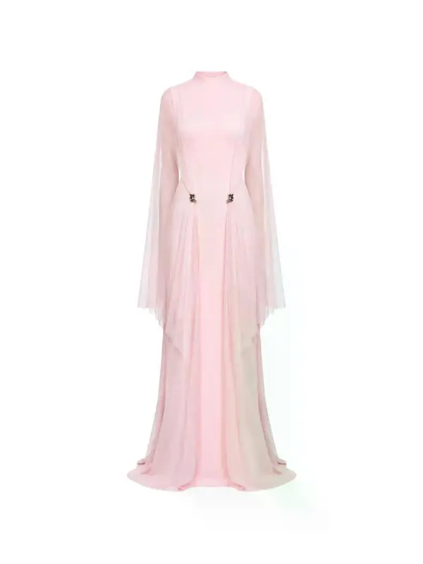 CHATS BY C.DAM Cape-overlay Gathered Maxi Dress