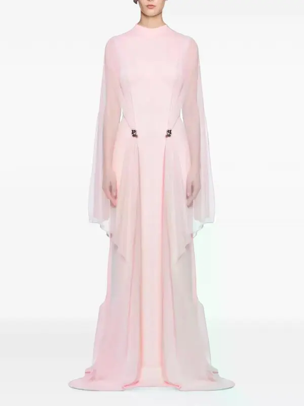 CHATS BY C.DAM Cape-overlay Gathered Maxi Dress