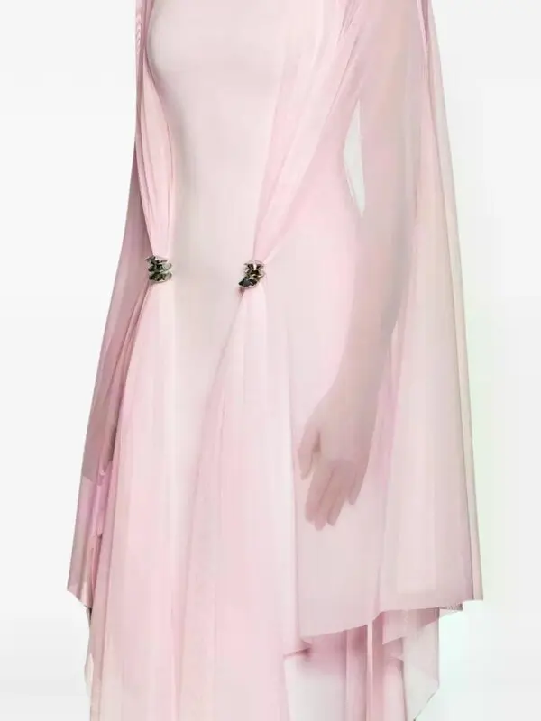 CHATS BY C.DAM Cape-overlay Gathered Maxi Dress