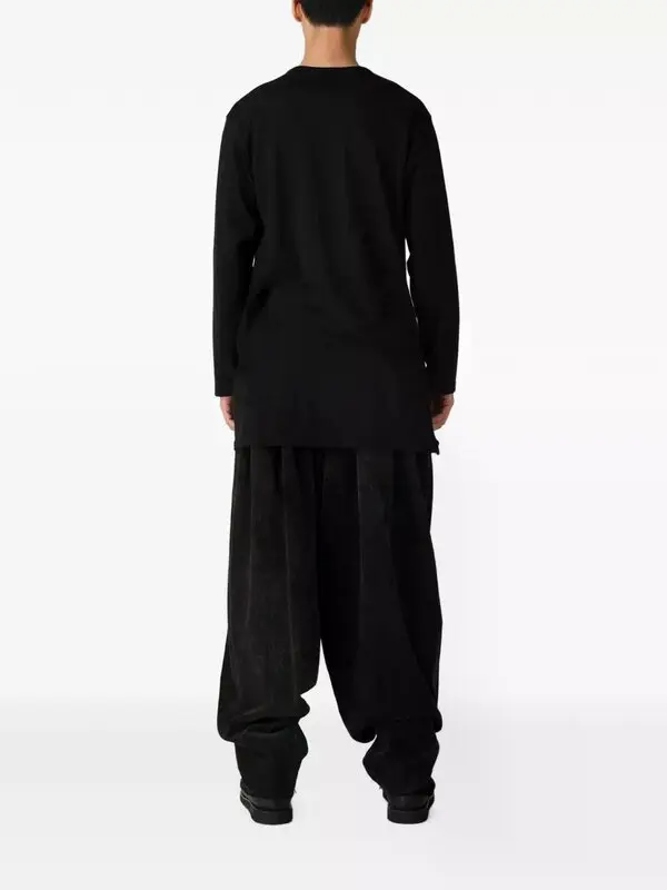 Yohji Yamamoto Graphic-print Button-slit Long-sleeved T-shirt