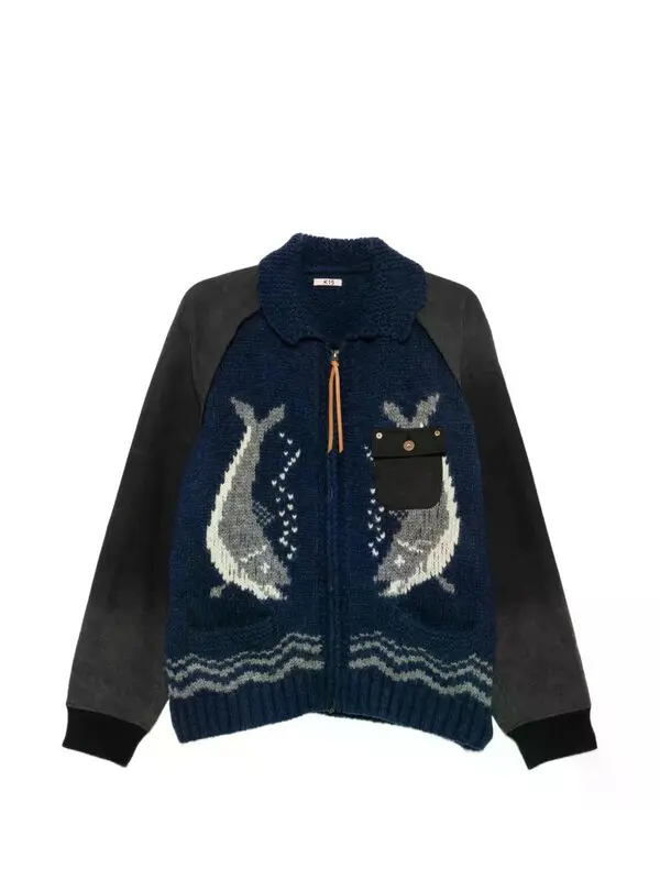 KHOKI Intarsia-knit Panelled Cardigan