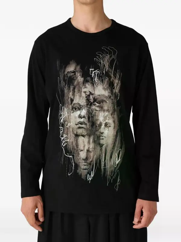 Yohji Yamamoto Graphic-print Long-sleeved T-shirt