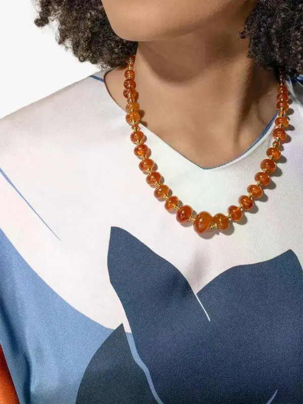 Goshwara Mandarin Garnet Beaded Necklace - Gold