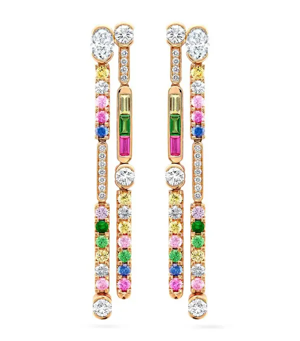 BOODLES Rose Gold, Diamond, Sapphire, Ruby And Tsavorite Play Of Light Drop Earrings - Pink