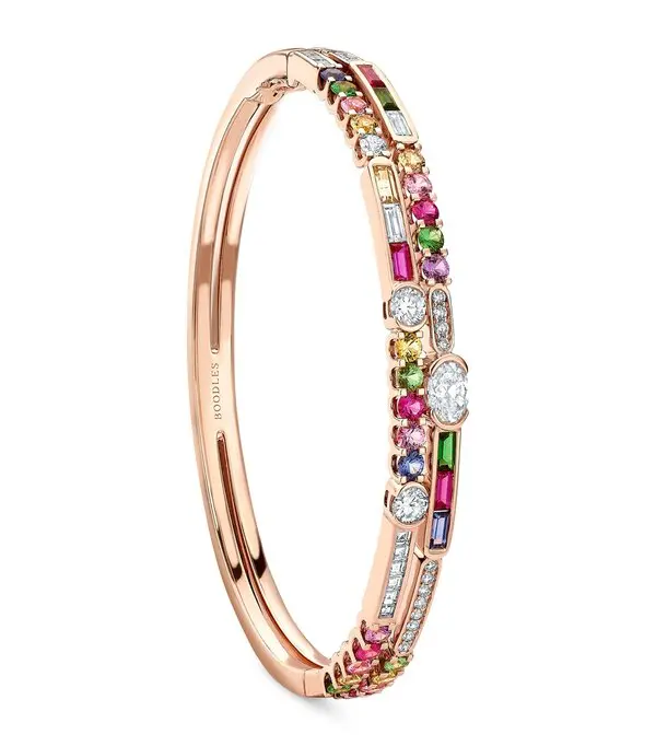 BOODLES Rose Gold, Diamond, Sapphire, Ruby And Tsavorite Play Of Light Bangle