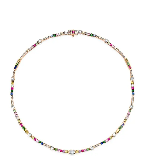 BOODLES Rose Gold, Diamond, Sapphire, Ruby And Tsavorite Chelsea Necklace - Pink