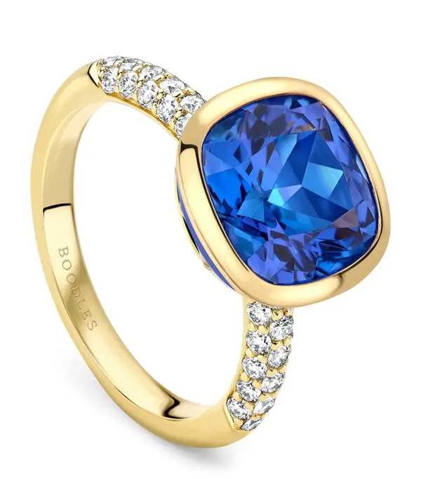 BOODLES Yellow Diamond And Tanzanite Cushion Ring - Gold
