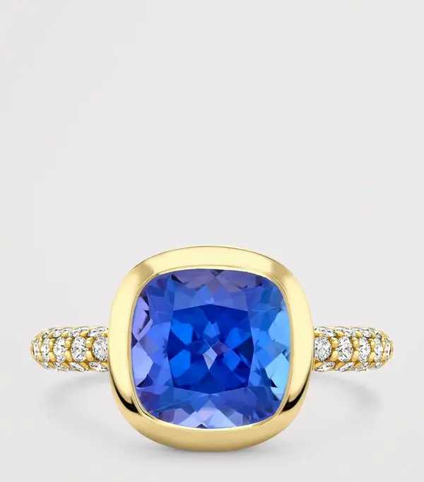 BOODLES Yellow Diamond And Tanzanite Cushion Ring