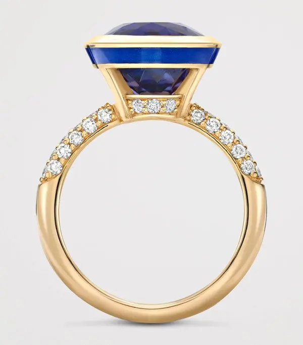 BOODLES Yellow Diamond And Tanzanite Oval Ring