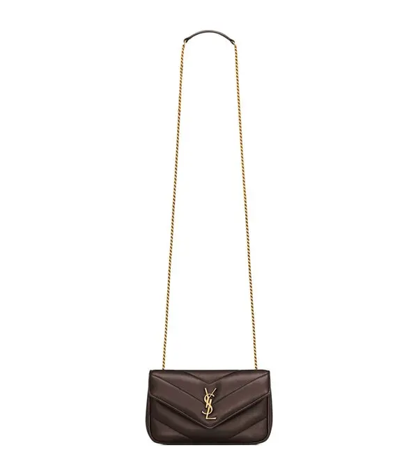 Saint Laurent Mini Matelassé Loulou Shoulder Bag - Brown