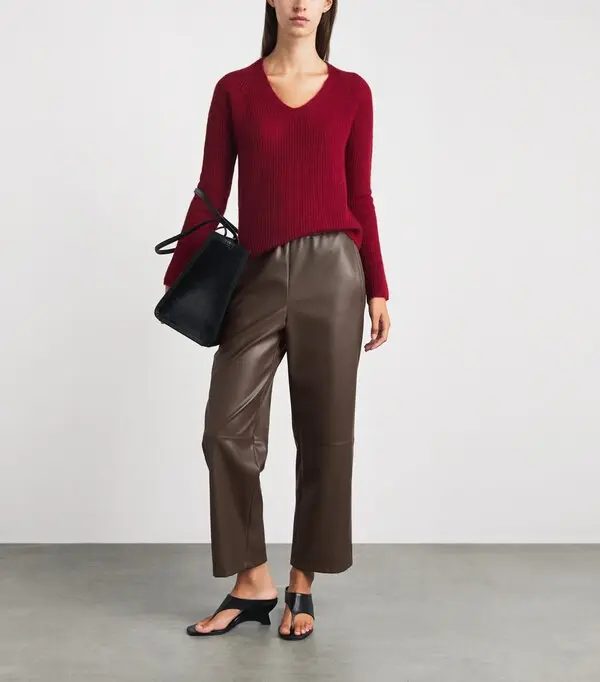 Max Mara Faux Leather Paneled Trousers