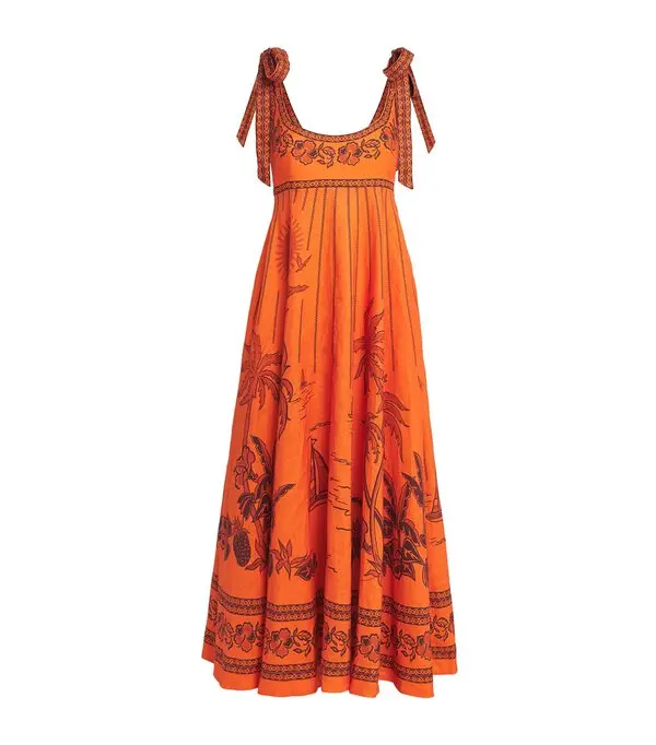 ALEMAIS Boathouse Print Linen Shift Dress
