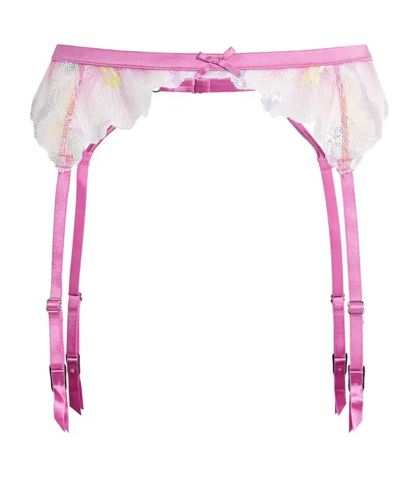 FLEUR DU MAL Sequin Hibiscus Suspender Belt