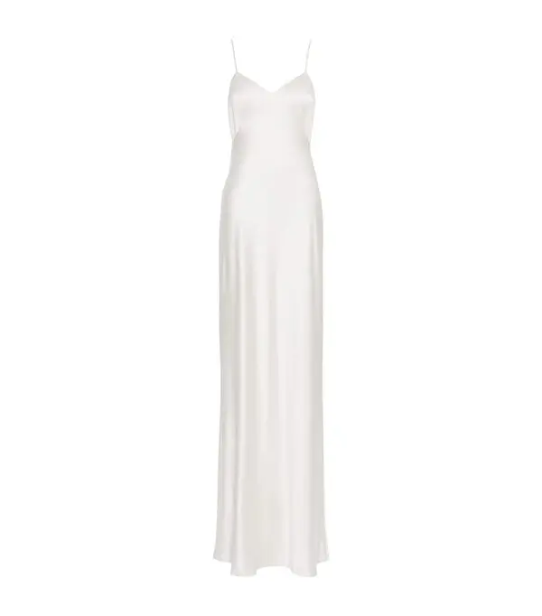 Max Mara Silk V-neck Maxi Dress - Clear