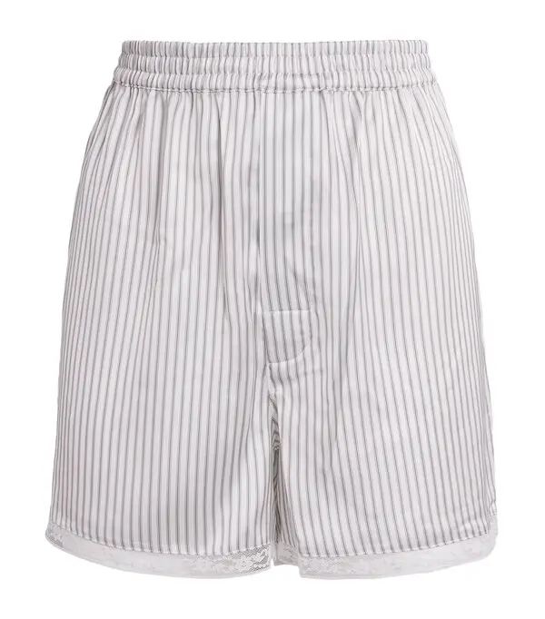 SKIMS Woven Shine Boxer Shorts - Silver