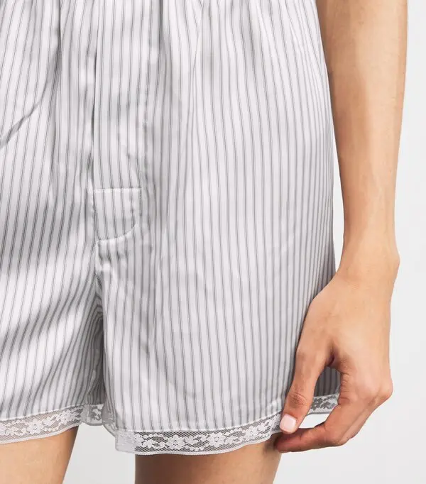 SKIMS Woven Shine Boxer Shorts - Silver