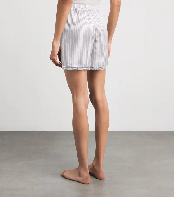 SKIMS Woven Shine Boxer Shorts - Silver