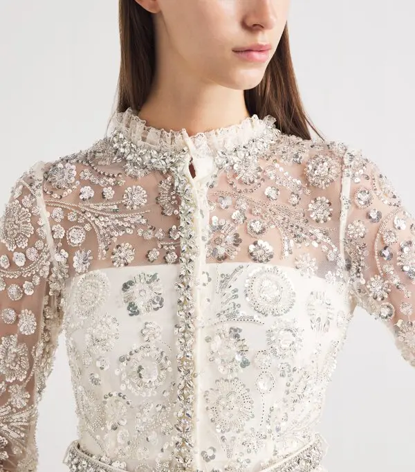 SELF-PORTRAIT Satin Sequin-embellished Gown