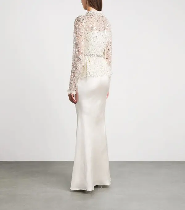 SELF-PORTRAIT Satin Sequin-embellished Gown