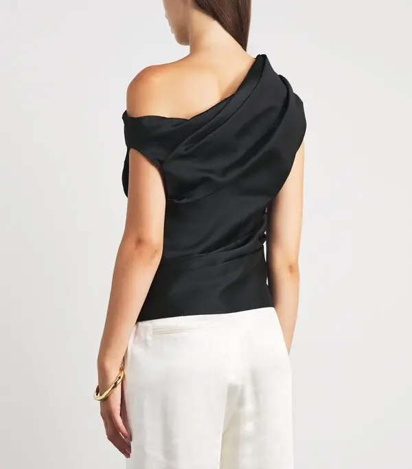 SELF-PORTRAIT Taffeta Off-the-shoulder Blouse