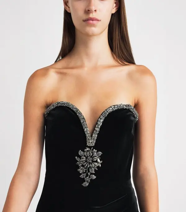 SELF-PORTRAIT Velvet Embellished Maxi Dress